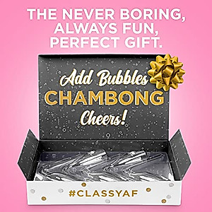 Chambong Champagne Shooter - Unique Gifts for Bachelorette Party Favors, Engagement Gifts & Drinking Games for Adults Party - Champagne Bong Style Champagne Glasses - (Plastic, 6 oz. 5-Pc Set)