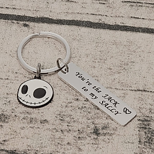 AHAETH Jack Skellington Gifts Keychian for Women Men Jewelry Jack Skeleton Stuff Ornaments Jack and Sally Keychains