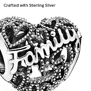 PANDORA Family Heart Charm - Compatible with PANDORA Moments Bracelets - Jewelry for Women - Made with Sterling Silver