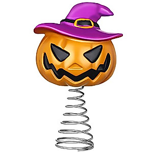 Halloween Pumpkin Skull Ghost Miniature Tree Topper Spooky Halloween Ornaments Pumpkin Halloween Tree Topper 4 Inches Mini Halloween Christmas Tree Ornaments for Halloween Party (Pumpkin)
