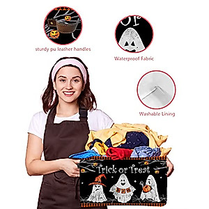 Large Storage Baskets Bins Halloween Collapsible Storage Box Laundry Organizer for Closet Shelf Nursery Kids Bedroom Orange Black Plaid Boo Ghost Pumpkin Trick or Treat