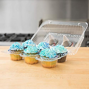 10 Cupcake Containers Plastic Disposable | High Dome Cupcake Boxes 6 Compartment Cupcake Holders Disposable Cupcake Carrier | Half Dozen Cupcake Trays | Durable Cup Cake Muffin Packaging Transporter