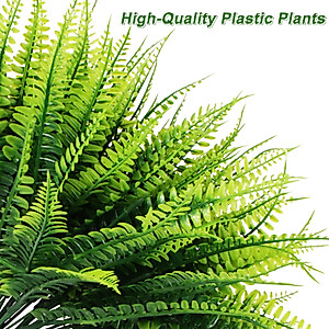 ZeKonan 24 Bunches Outdoor Plants Artificial Flower Plants UV-Proof Shrub Plants Plastic Green Plants for Indoor and Outdoor Gardens porches Windows and Other Decorations（White）