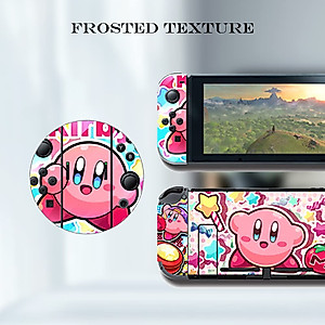 PERFECTSIGHT Compatible with Nintendo Switch OLED Skin Sticker Kawaii Cartoon Vinyl Decal Pretty Pattern Protective Film for NS Console & Joy-Con Controller & Dock (7-Kirbi)