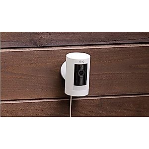 Ring Stick Up Cam Plug-In HD security camera with two-way talk, Works with Alexa – White – 2-Pack
