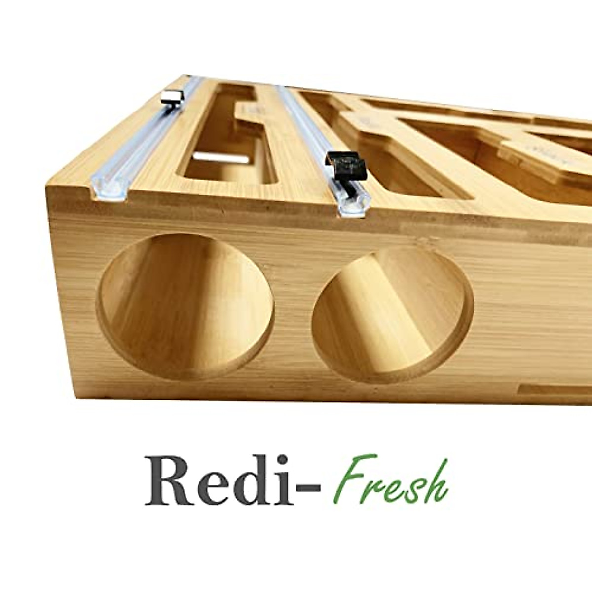 Bamboo Ziplock Bag Organizer | Foil and Plastic Wrap Organizer | Bamboo 6-in-1 Sandwich Bag Organizer Dispenser For Drawer, Wall | Kitchen Pantry Organization Storage| 12" X 2.125" Standard Rolls only