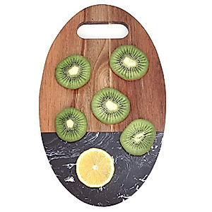 Uniharpa Cutting Board, Acacia Wood Cutting Board Solid Wood Marble Splicing Cutting Board Household Chopping Board for Meat Bread Fruits. (2 pieces)