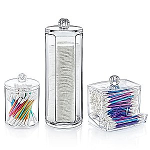 Boxup Canister Set Organizer with Bathroom Jars Canisters for Cotton Ball Swab Pad Storage Dispenzer Set of 3
