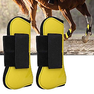 ViaGasaFamido 1 Pair Horse Support Boots, Open Front Jumping Tendon Horses Boots for Jumping Trail Riding and Turnout (Yellow)