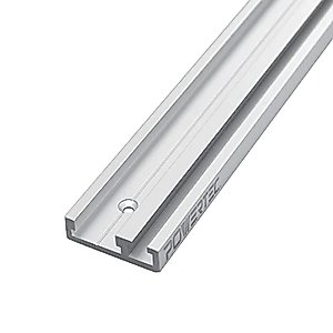 POWERTEC 71359 Aluminum Combo T-Track Miter Track for Woodworking | 32” Dual Track Rail, Aluminum Grey