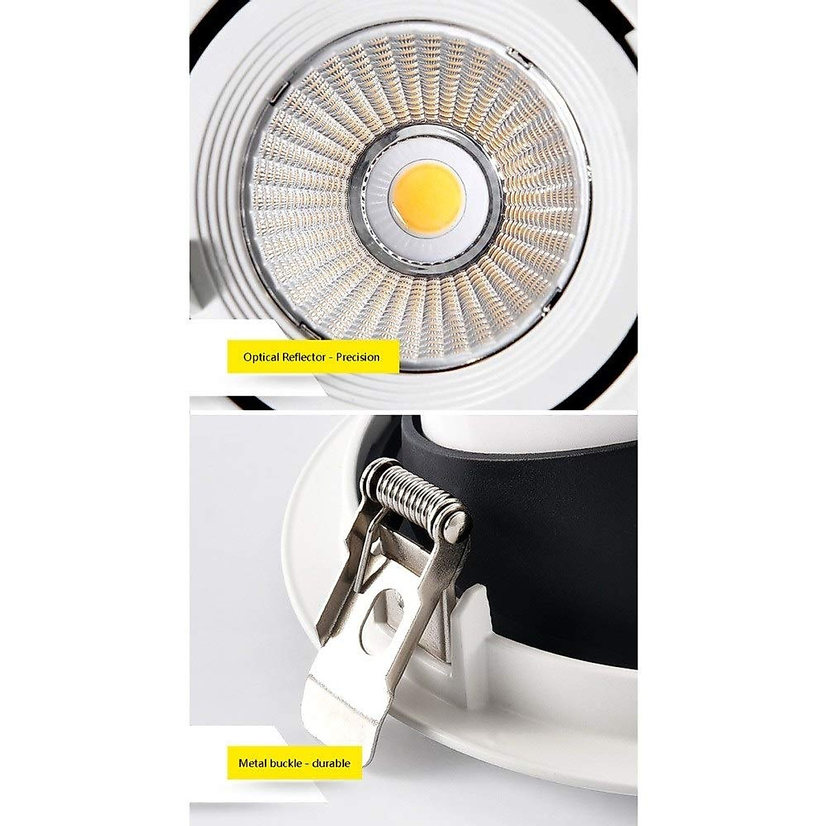 PEHUB Commercial Grille COB Anti-Glare Recessed Flat Spotlight Rotatable Embedded Downlight Clothing Aisle Showcase Lighting Panel Lamp High Ra Cut Size: 75-80mm High Brightness (Color : Neutral Ligh