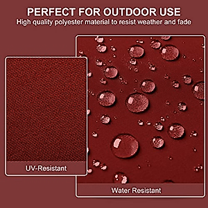 Wellsin Outdoor Chair Cushions for Patio Furniture - Patio Chair Cushions Set of 4 - Waterproof Round Corner Outdoor Seat Cushions 17"X16"X2", Burgundy