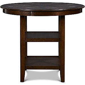 New Classic Furniture Gia 5-Piece Round Counter Height Dining Set with 1 Dining Table and 4 Chairs, 42-Inch, Cherry