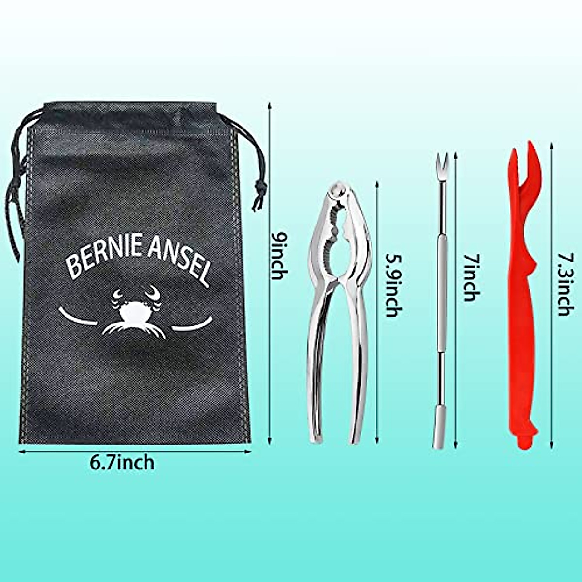7Pcs Crab Claw Crackers and Tools Set, Seafood Tools Set Crab Leg Crackers and Picks Tools Including 2 Lobster Shell Crackers and 4 Seafood Forks Kit