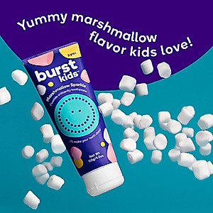 BURSTkids Marshmallow Sparkle Kids Toothpaste with Fluoride - Great Tasting Flavored Childrens & Toddler Toothpaste - Anticavity, Dye Free, Vegan, Safe Toothpaste for Kids Ages 2+ - 4oz
