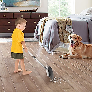 Upgraded Broom with Dustpan Combo Set,Aluminum Dustpan Lip,51” Long Handle,Transparent Window,Ideal for Sweeping Indoor Outdoor Kitchen Household Cleaning (White)