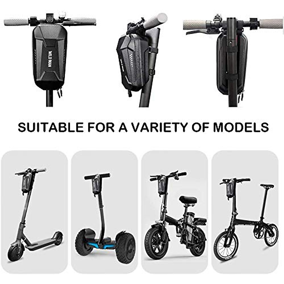 GLDYTIMES EVA Storage Bag Suitable for Electric Scooter Bicycle Trolley Front Suspension Bag Durable can Accommodate Charger Tool for Ninebot Xiaomi Scooter (New Black 3L)