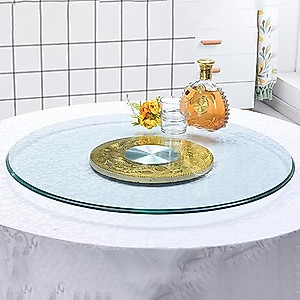 BBAUER Lazy Susan Turntable, Table Glass Turntable, Tempered Glass Lazy Susan Turntable, Round Tabletop Rotating Serving Tray for Dining Table
