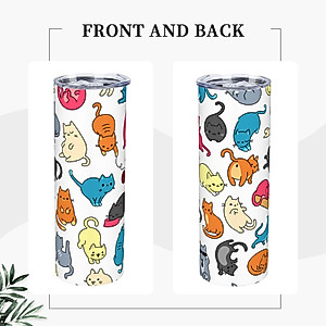 Xinvast Cat Gifts for Women 20oz Tumbler, Stainless Steel Vacuum Insulated Coffee Mug Water Bottle for Travel, Home, Office - Cat Lovers