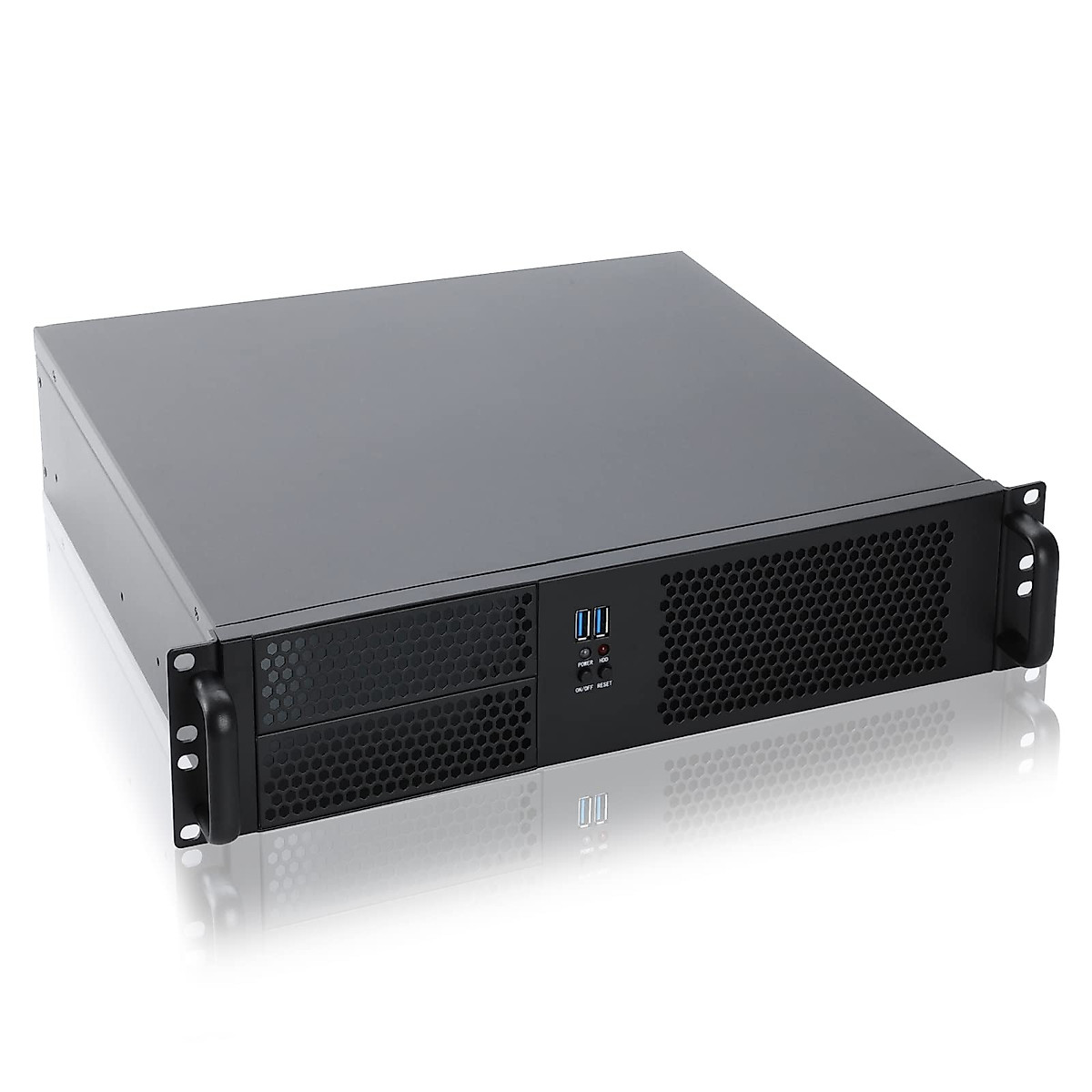 RackChoice 2U Micro ATX Compact Rackmount 2 x 5.25 Chassis Support ATX PC PS2 PSU with Side 80mm Fan