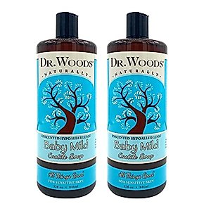 Dr. Woods Unscented Baby Mild Liquid Castile Soap, 32 Ounce (Pack of 2)