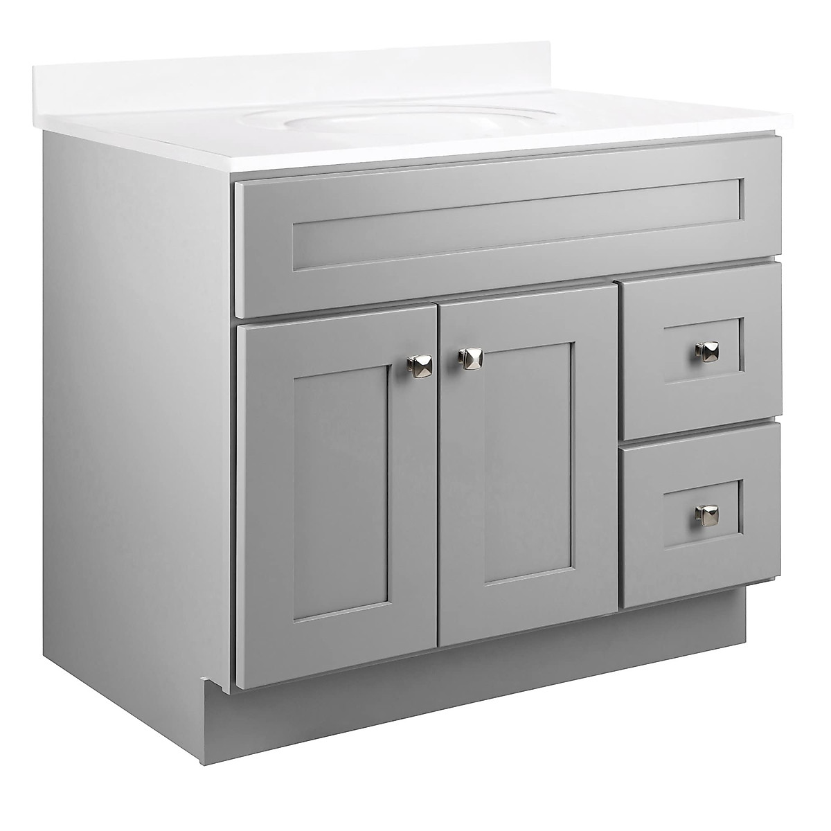 Design House 587097 Bath Unassembled Modern 2-Door 2-Drawer Bathroom Shaker Vanity Cabinet Only, 36 x 21,Grey