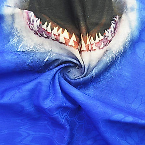 Obacle Animal Half Face Mask Sun Dust Wind Protection Durable Breathable Seamless Face Mask for Men Women, Lightweight Thin Neck Gaiter (Shark Open Mouth Blue)