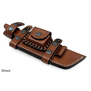 Ottoza TOP GRAIN Leather Knife Sheaths for Fixed Blade Knives, LEFT HAND Leather Knife Sheath for Belt, Leather Knife Holster Belt Knife Holder, Horizontal Knife Sheath for Belt No:65