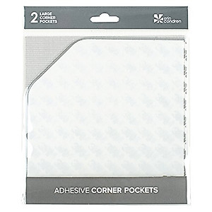 Adhesive Clear Corner Storage Pockets. Set of 2, Large 6" x 6". Adds Extra Storage Space to Folders, Notebooks, and Journals. Cuttable Sticky Peel and Stick.