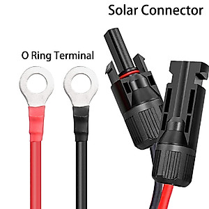 ZHOFONET Solar to O Ring Connecter,10AWG 60cm Solar Panel Adaptor Extension Cable,Solar Battery connectors for Solar Generator Inverter Battery Pack Charger