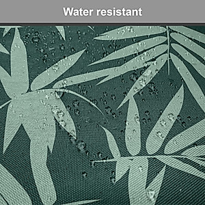 Lunarable Green Oriental Chair Seating Cushion Set of 2, Garden Art Scattered Silhouettes of Leaf Ornament Nature Themed, Anti-Slip Seat Padding for Kitchen & Patio, 16"x16", Almond Green and Green