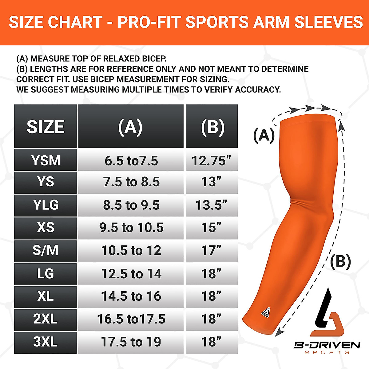 Pro-Fit Sports Compression Arm Sleeve (Single) Solid Designs