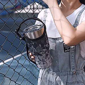 Beautyflier 30 OZ Neoprene 3IN1 Tumbler Carrier Holder Pouch with Adjustable Shoulder Sling for Stainless Steel Insulate Insulated Coffee Mugs (Geometry, Gradient)