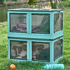 Homeforce Collapsible Storage Bins 3 Tier 23 Gal Each- Plastic Stackable Storage Bins with Lids and Wheels, 261 Quart/ 69 Gal Large Foldable Organization and Storage Box for Home and Office, Blue