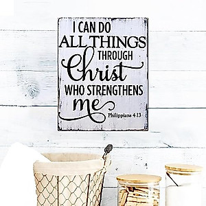 I can do All Things Through Christ who Strengthens me, Religious Wood Sign, Rustic Bible Verse Sign, Philippians 4:13