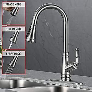 Touchless Kitchen Faucet with Pull Down Sprayer, Automatic Motion Sensor Hands-Free Kitchen Sink Faucet, Brushed Nickel