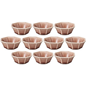 セトモノホンポ(Setomonohonpo) Set of 10, Rose Pink Octagonal Delicacies [2.8 x 6.8 x 3 cm] | Delicacy