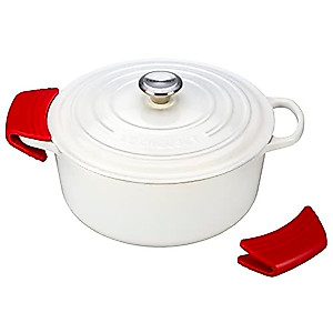 Le Creuset Silicone Set of 2 Handle Grips, 5" x 2 1/2" each, Cerise