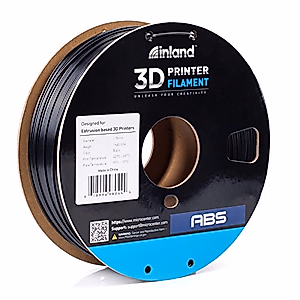 Inland 1.75mm ABS 3D Printer Filament, Dimensional Accuracy +/- 0.03 mm - 1kg Cardboard Spool (2.2 lbs) - Fits Most FDM/FFF Printers - Black