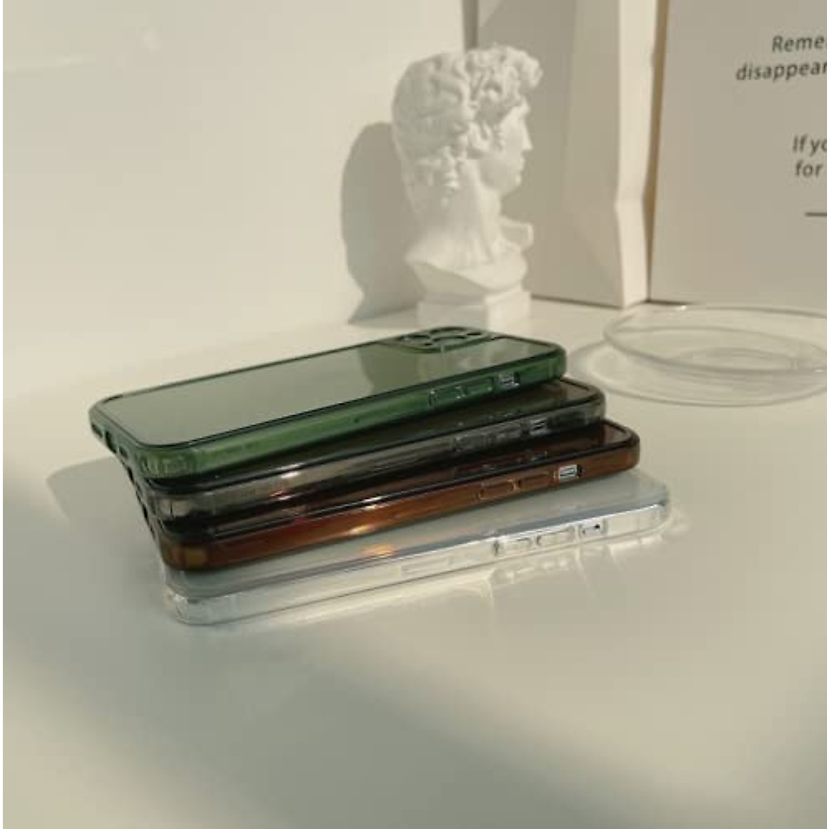 ZTOFERA Case for iPhone 13 Pro 6.1 inch,Clear Soft Silicone Bumper Protective Retro Color Transparent Shockproof Phone Case - Green