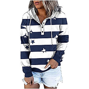 Winnerlion Womens Casual Hoodies Pullover Tops Drawstring Long Sleeve Sweatshirts Hooded Fall Clothes with Pocket (Blue, L)