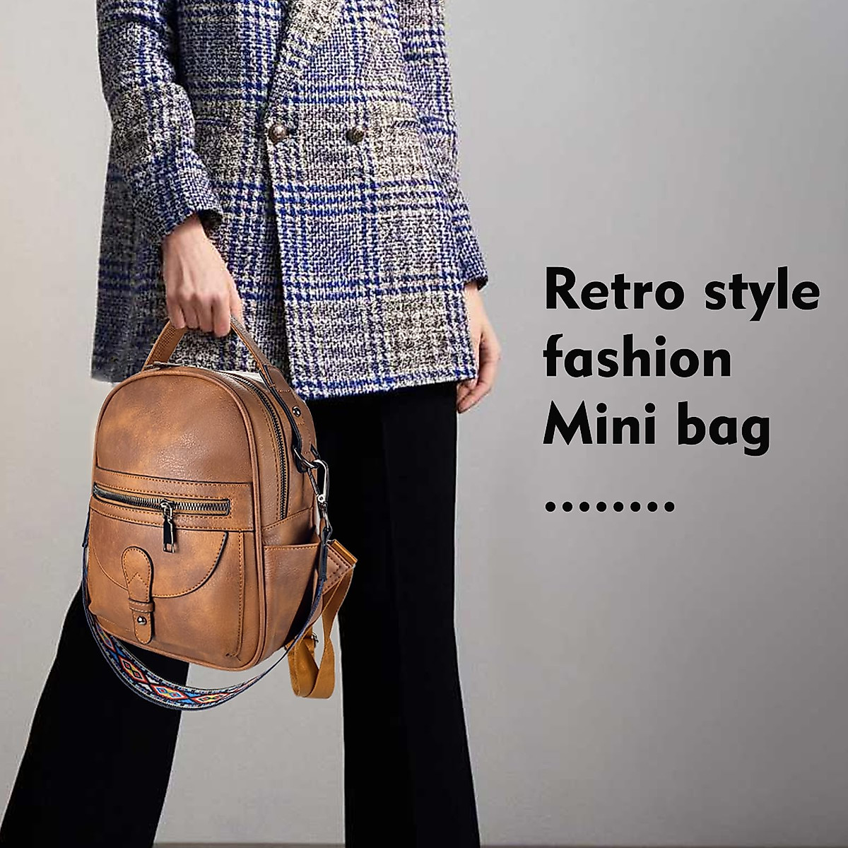 ZGWJ Mini Backpack Purse for Women, Designer Leather Cute Roomly Small Backpacks, Ladies Shoulder Backpack Fashion Handbag