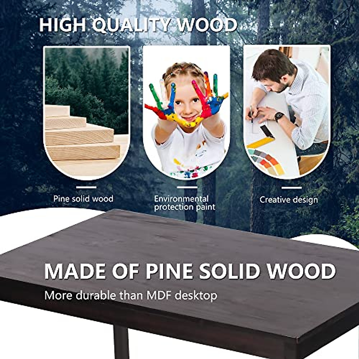 Vnewone Dining Table Set for 4,Kitchen Table and Chairs for Dining Room,Modern Wood Kitchen Set for Small Space,Dark Brown