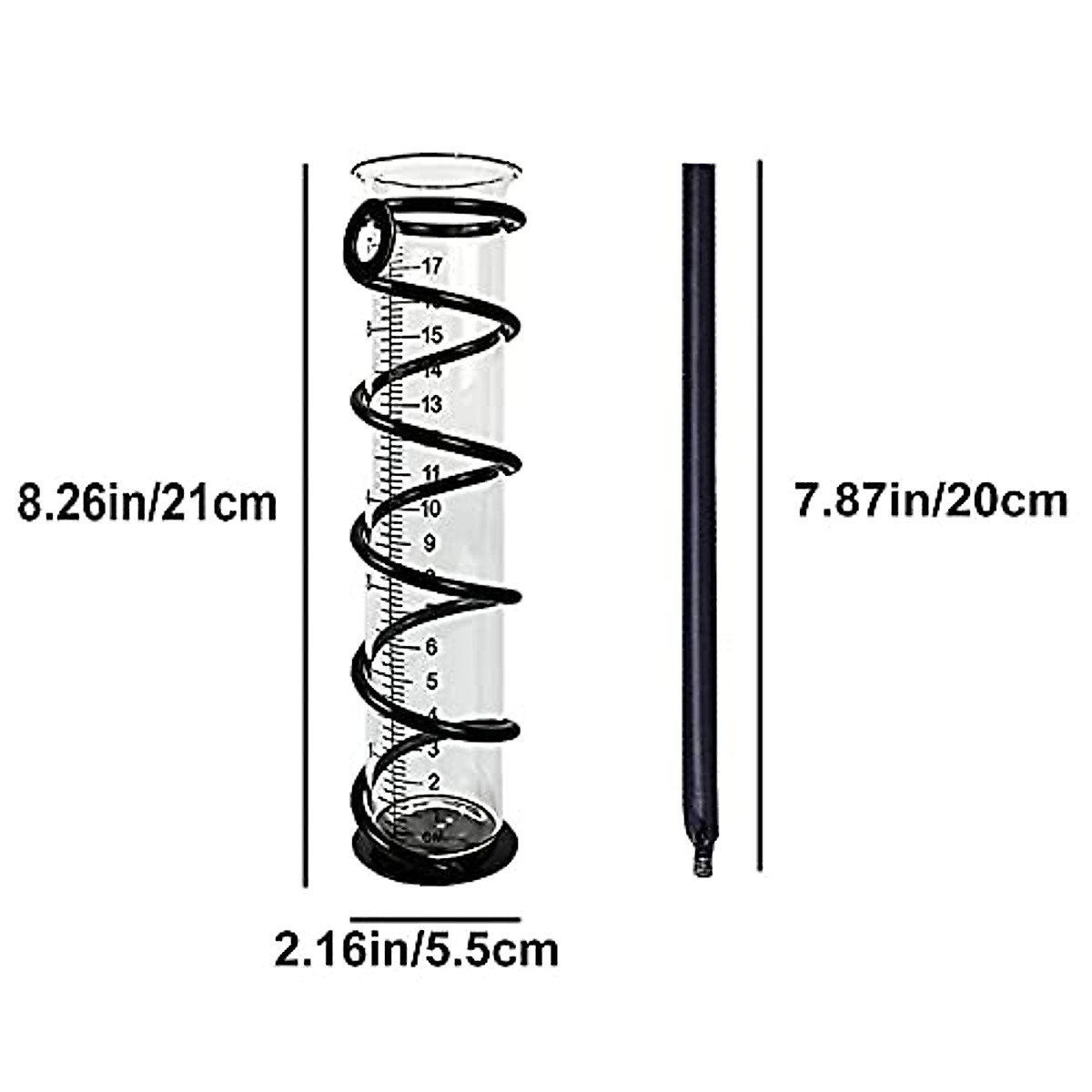 BIUWING Rain Gauge, Glass rain Gauge Outdoor, rain gauges for Yard with Stake Best Rated, Rain Water Meter Measuring with Metal Frame, Decorative for Garden, Deck, Lawn, Landscape