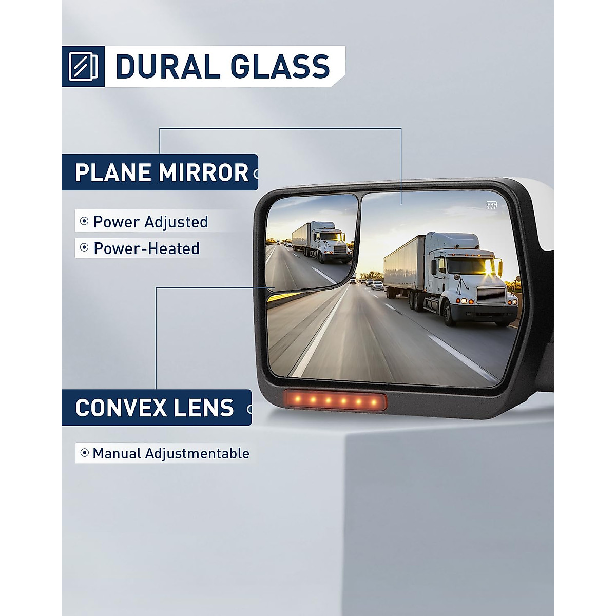 ECCPP Tow Mirrors Towing Mirrors Compatible with 2004-2014 for Ford for F150 1997-1999 for Ford for F-250 with Left Right Side Power Control Heat Turn Signal Puddle Light with Chrome Housing