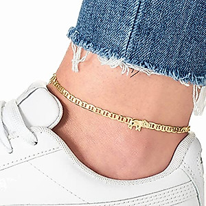 Barzel 18K Gold Plated Flat Marina Elephant Anklet For Women- Made In Brazil