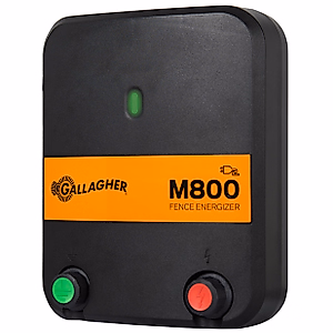 Gallagher M800 Electric Fence Charger | Powers Up to 90 Miles / 520 Acres​ of Clean Fence | ​8.0 Joule 110 Volt Energizer for Livestock, Pastures, and Wildlife Exclusion