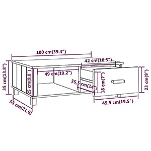 QJBSAVVA Coffee Table HAMAR Light Gray 39.4"x21.7"x13.8" Solid Wood Pine,Living Room Furniture Side Tables Narrow Bedside Tables Suitable for Meeting Rooms, Reception Rooms, Offices
