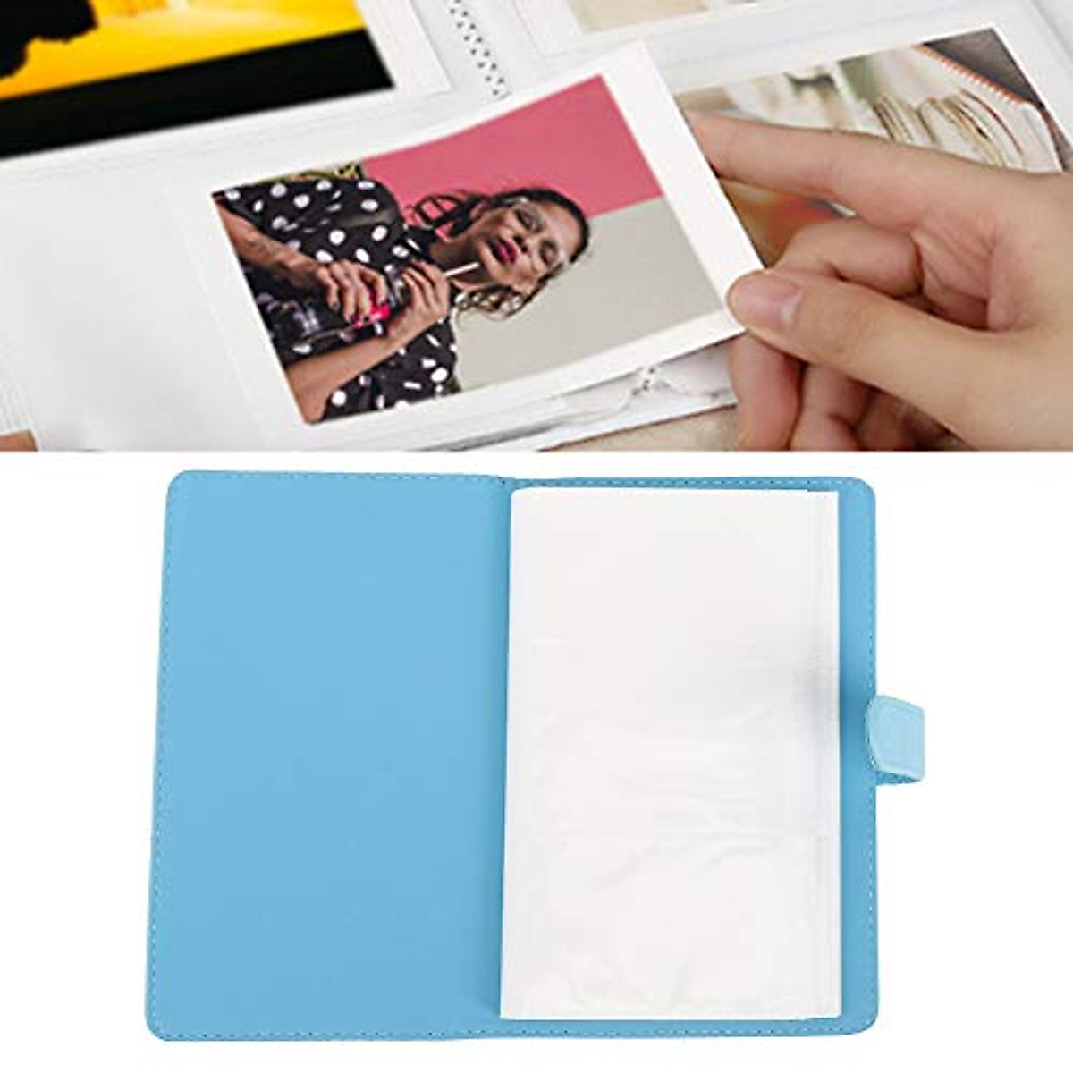 Photo Album,3in 96 Pockets PU Universal Photo Album Cardcase Bank Card Storage Book for mini11/8/9/7s/25/70/90 Camera Photograph(Blue)