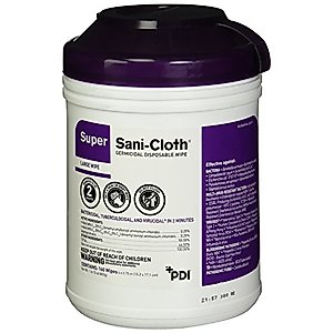PDI-Q55172 Professional Disposables Surface Disinfectant Super Sani-Cloth Wipes, 160 Count - Purple